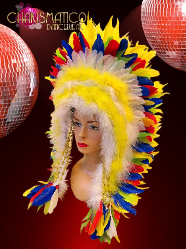 Eye Catching Brightly Colored Rainbow Native Chieftain Indian Feather